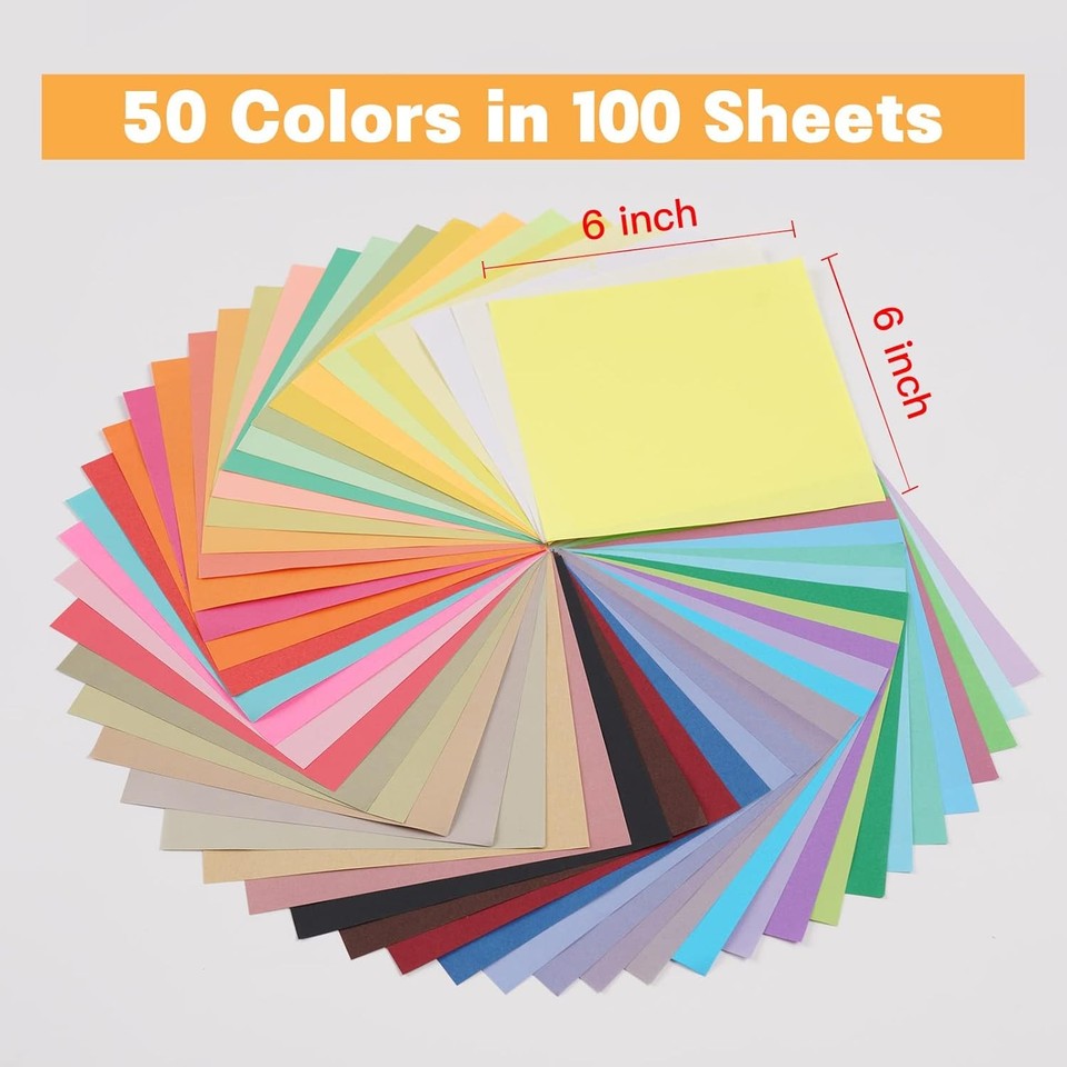 Origami Paper 50 Colors 100 Sheets 6" x , Double Sided Color Kit... | eBay