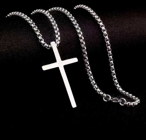 Unisex Stainless Steel Chain Necklace 23.62 Inches With Cross Pendant ...