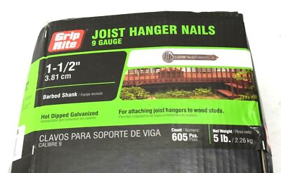 Grip Rite 112HGJST5 Hot Dipped Galvanized Joist 1-1/2" Hanger Nails 9 ...