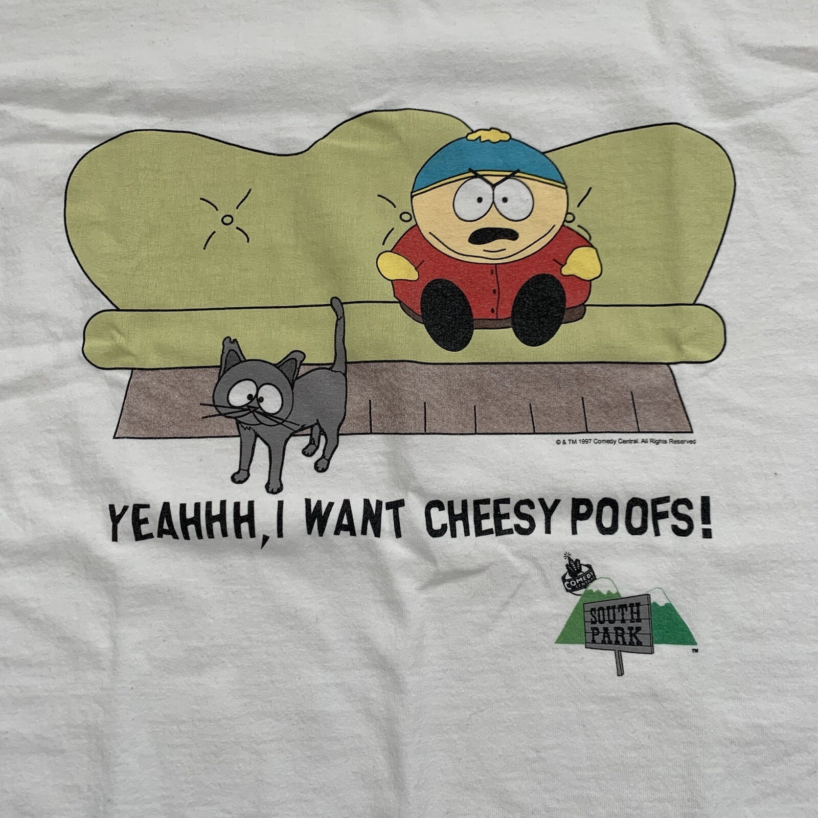 Vintage 1997 90s SOUTH PARK Cartman Cheesy Poofs T-Sh… - Gem