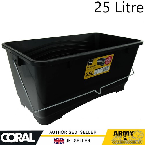 25L Plastic Paint Scuttle Container with Metal Handle, Black, Coral ...