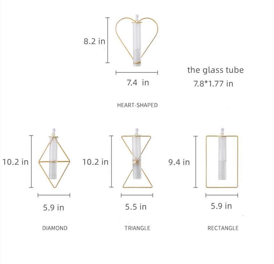 Nordic Wall Vase Hanging Geometric Gold Flower Vase Wall Mount Metal ...