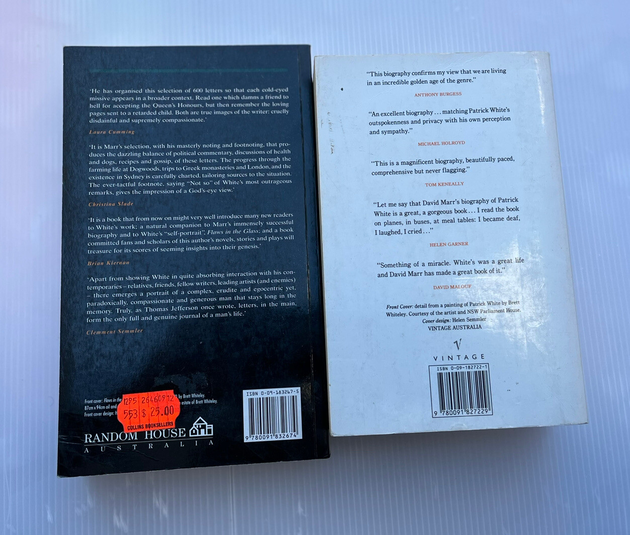 X2 Lot Letters By Marr David + Patrick White A Life Biography Paperback ...