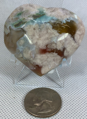FLOWER AGATE HEART - WONDERFUL WHITE FLOWERS IN AN AQUA, WHITE AND ...
