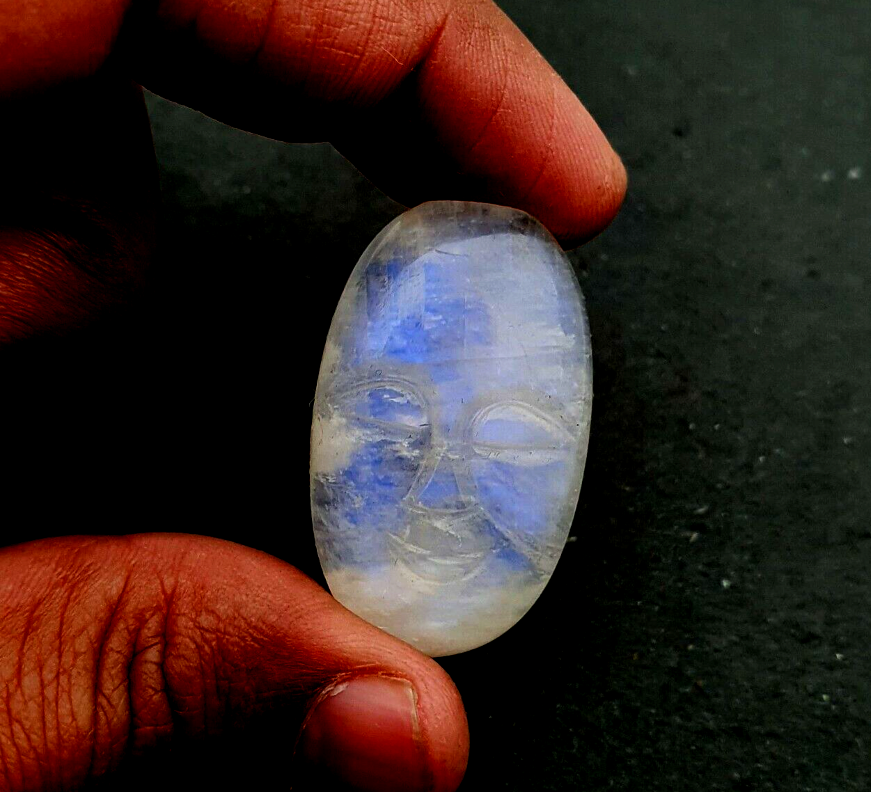Natural Rainbow Moonstone Hand Carved Face Loose Gemstone 22 37 MM 57 ...