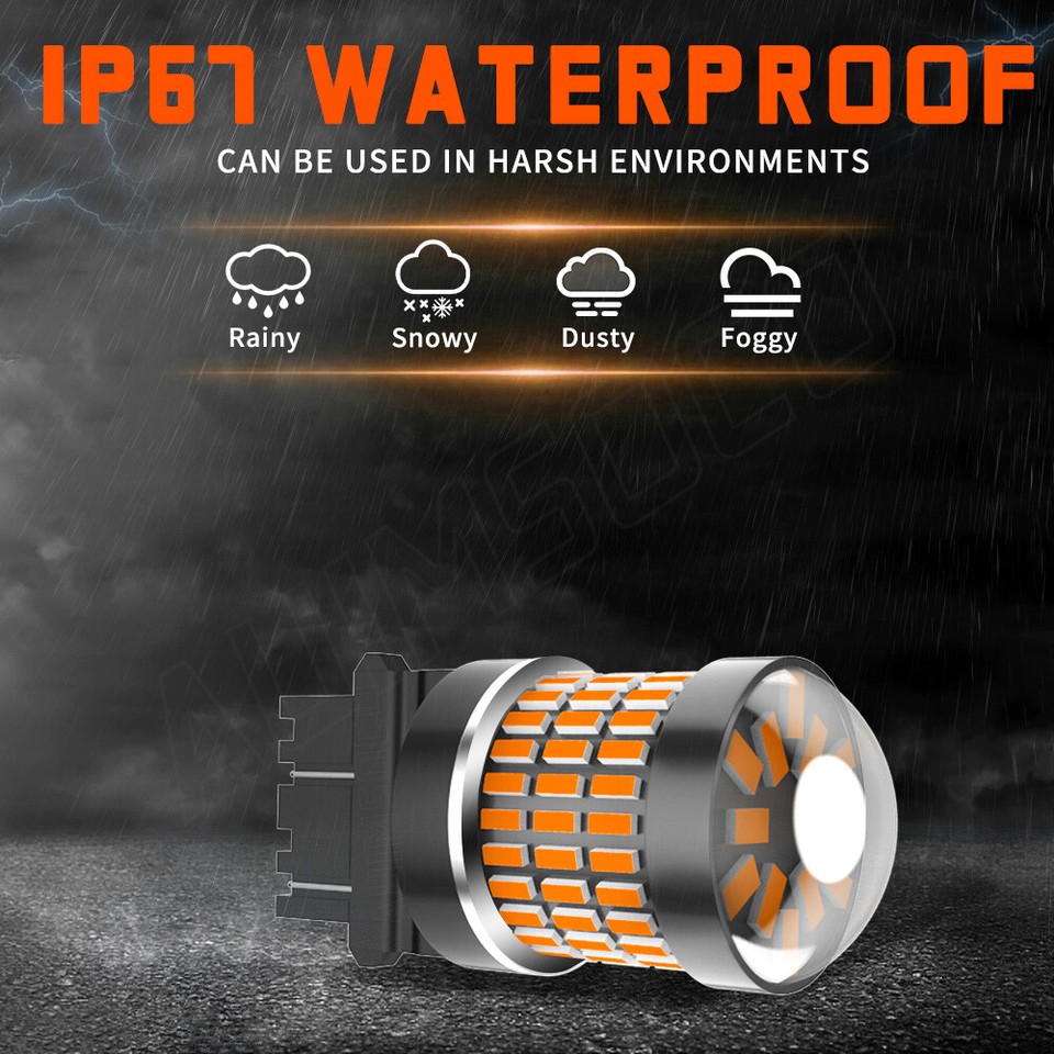 3157 3156 LED Turn Signal Light Bulbs Amber CANBUS Anti Hyper Flash ...