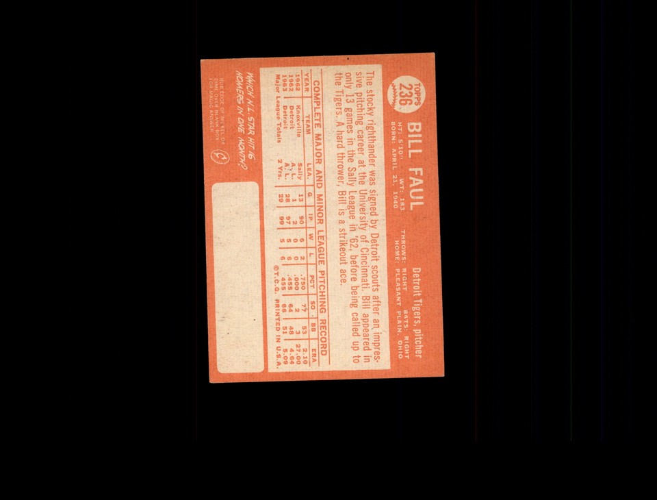 1964 Topps 236 Bill Faul EX #D577019 | eBay