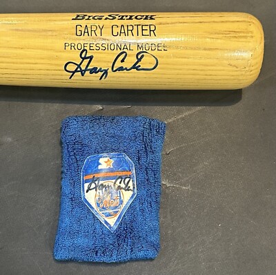 Gary Carter Signed Game Used Rawlings Adirondack Bat & Wrist Band Mets ...
