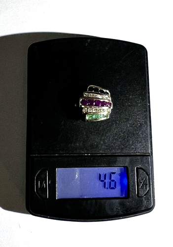 Estate 14k YELLOW GOLD SAPPHIRE DIAMOND RUBY SLIDE PENDANT 4.6g MULTI ...