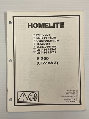 Homelite Edger Parts Manual *Covers E-200 UT22088 Model* (Parts Manual ...