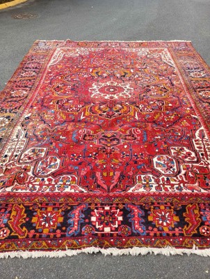 Antique Vintage Heriz Ahar Rug 12x9 ft – 1960s Handwoven Wool ...