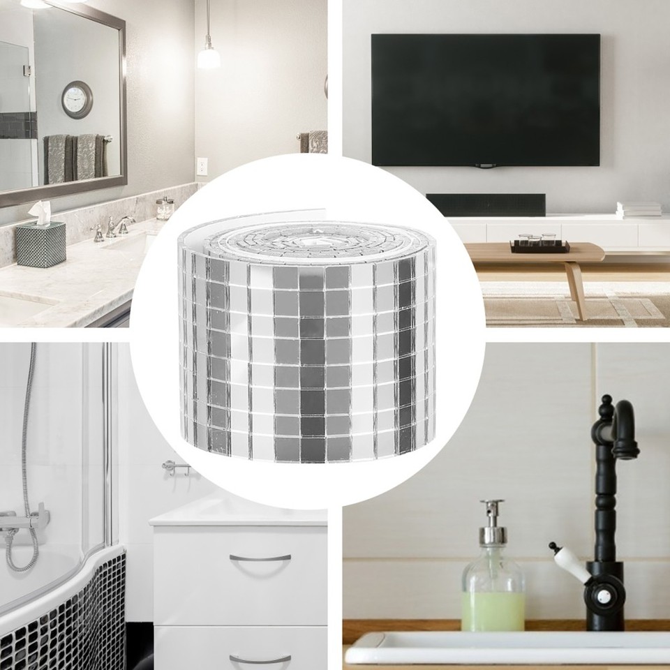 1 Roll Self-adhesive Glass Mini Square Mirror Sticker Wall Sticker ...