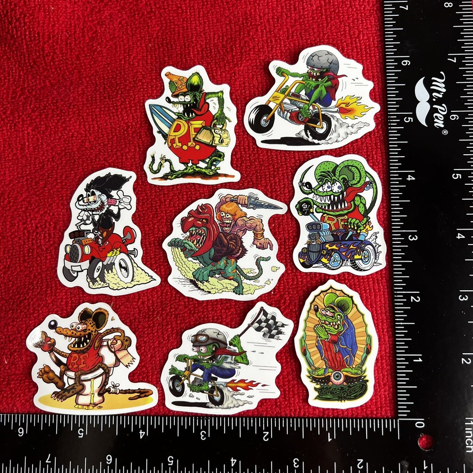 🔥 8 Rat Fink Mouse Ed Big Daddy Roth Hot Rod Art Vinyl Decal Sticker ...
