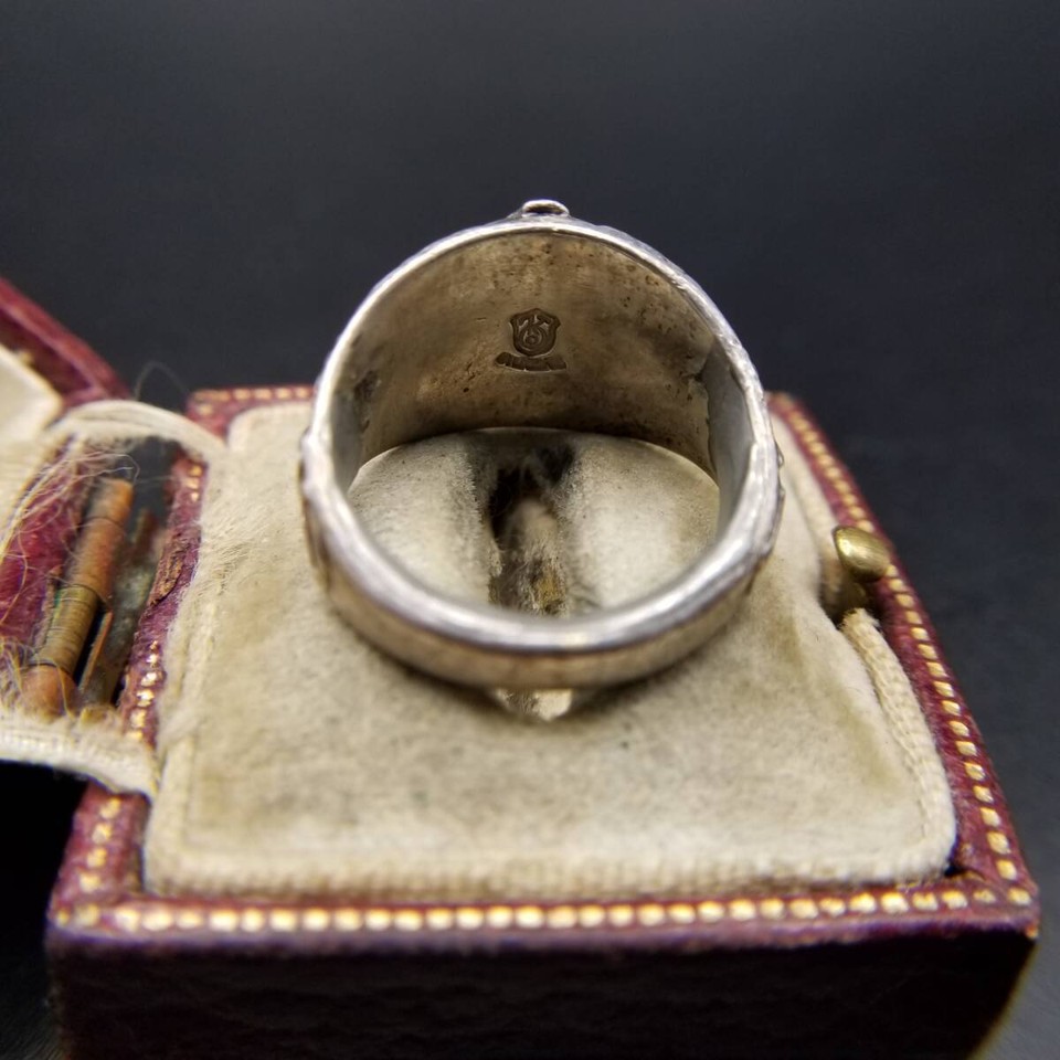 US Navy Anchor Emblem Oval Signet 925 Silver Vintage Military Ring ...