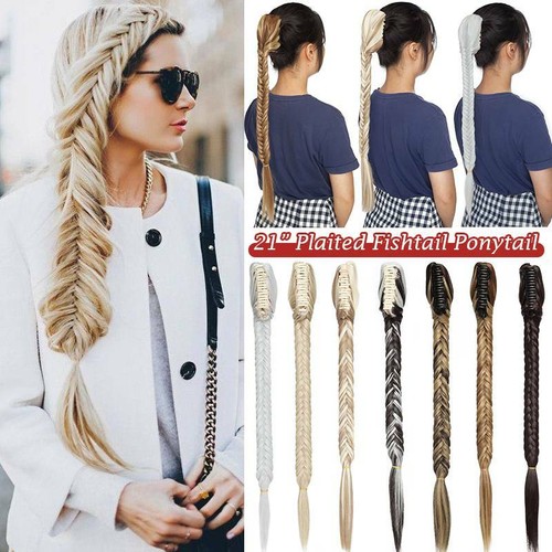 Real Long Fishtail Plait Clip In Jaw Claw Braided Ponytail Hair Piece ...