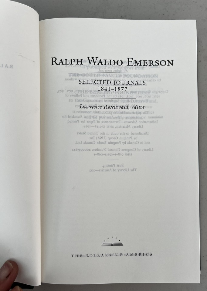 Ralph Waldo Emerson: Selected Journals 1841-1877 Lawrence Rosenwald ...