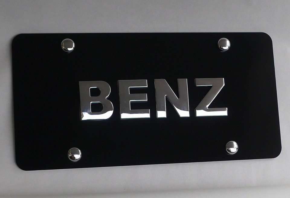 Mercedes Benz Chrome Emblem Badge Black License Plate Tag | eBay