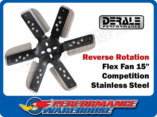Derale 15" Flex Fan Heavy Duty Stainless Steel Reverse Rotation Black ...
