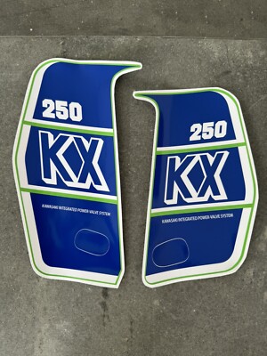 kawasaki KX250 1989 Radiator Shroud Decal Set / Sticker Kit (Dark Blue ...