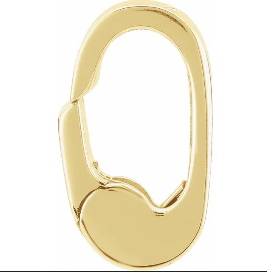 10mm OD 3mm ID 14k Yellow Gold Mini Charm Hinged Carabiner Lock Bail ...