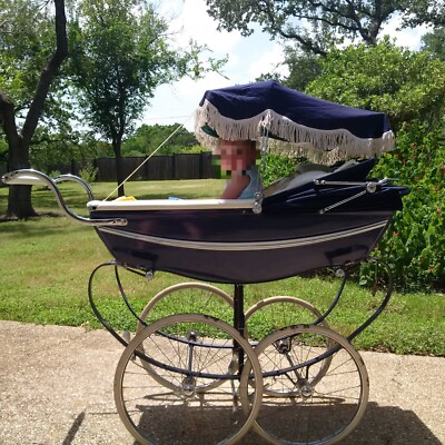 English Silver Cross Balmoral Navy Pram Perambulator Possibly Vintage ...