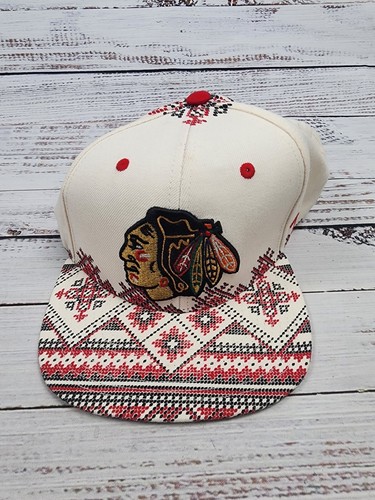 Zephyr Hat NHL Chicago Blackhawks White Aztec Design Flat Bill SnapBack ...