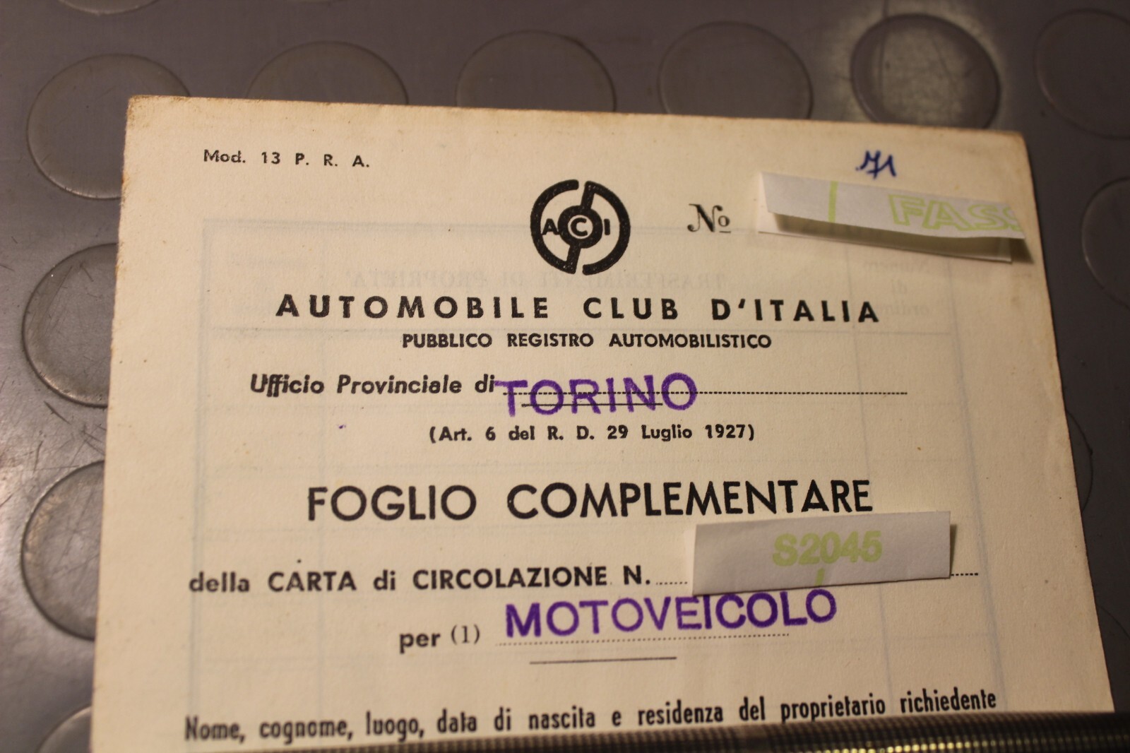 Accessorio Lambretta Innocenti 125 1953 Libretto + Foglio Complementare ...