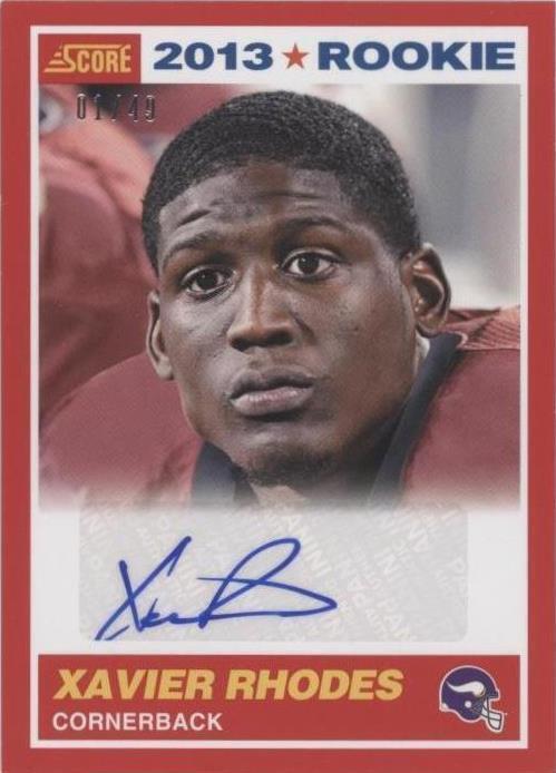 2013 Score - 2013 Rookie Xavier Rhodes #437 Red Signatures /49 (AU, RC ...