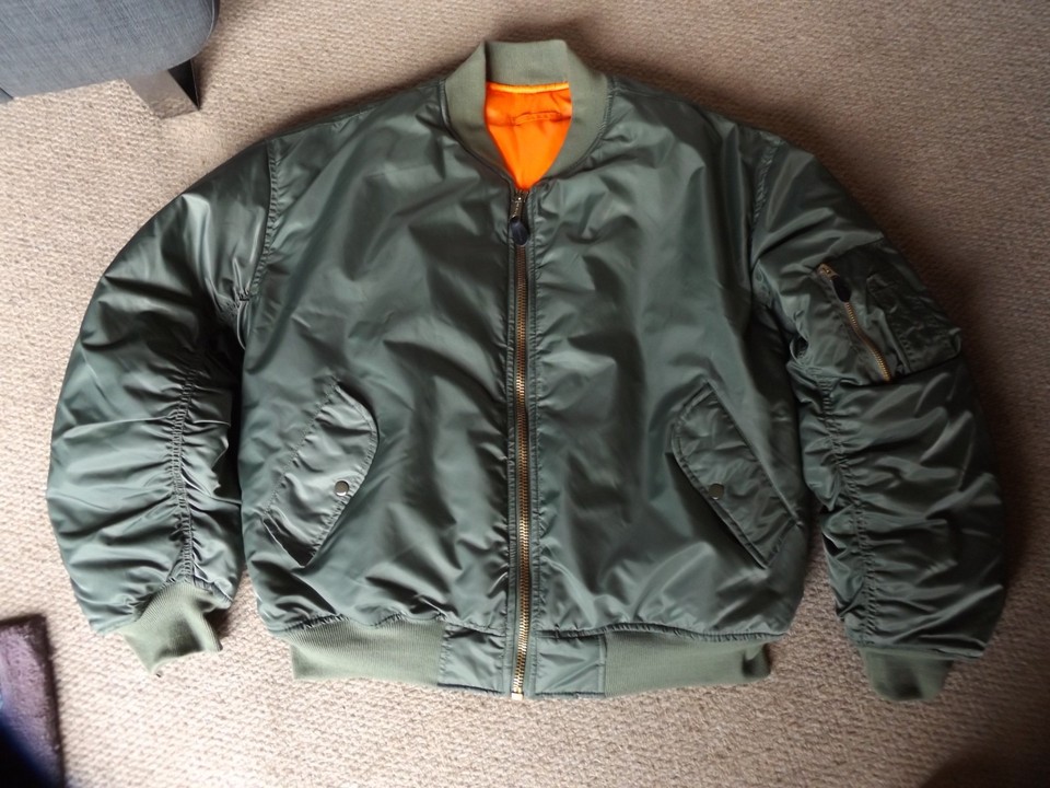 Delta USAF Vintage MA-1 Green Pilot Flight Jacket Size Mens XL / Ex ...
