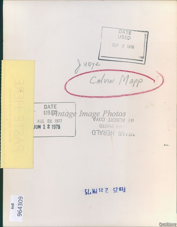 1978 Miami Judge Calvin Mapp Microphone Portrait 6X8 Historic Vintage ...