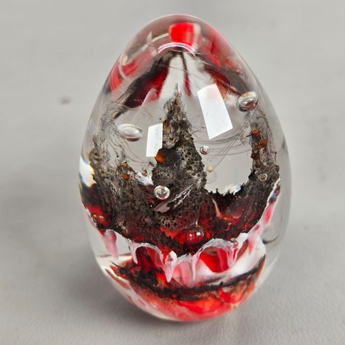 Handcrafted Dragon Egg Art Paperweight Red/Black/White Swirl Jacob ...