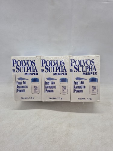(3) Polvos de Sulpha First Aid Antibiotic Powder 7.5 mg Exp 07/2027 Lot ...