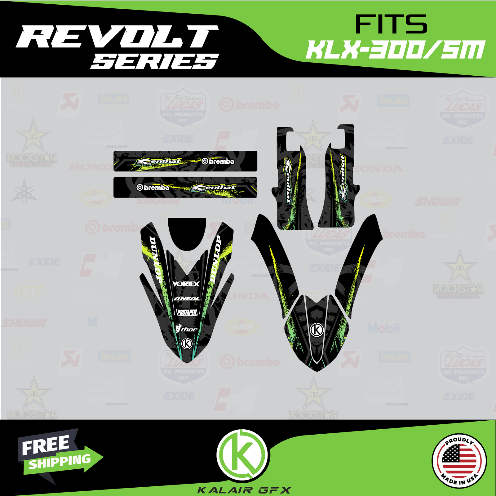 Graphics Kit for Kawasaki KLX300SM 2020 2021 2022 2023 KLX 300SM REVOLT ...