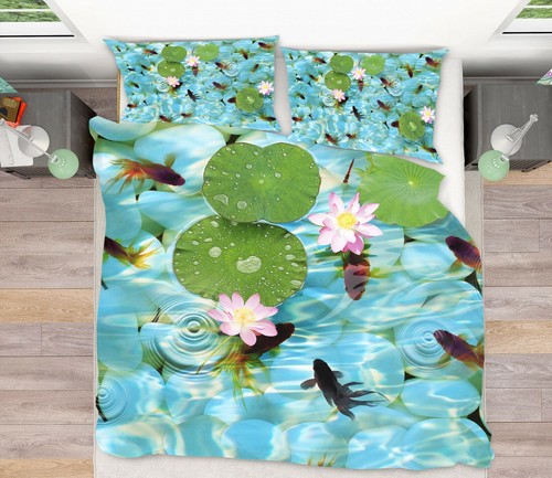 3D Pond Goldfish ZHUA338 Bed Pillowcases Quilt Duvet Cover Set Queen ...