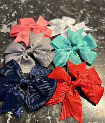 Lot of 6 NEW Girls Pinwheel Hair Clip Bows - Coral, White, Aqua, Gray ...