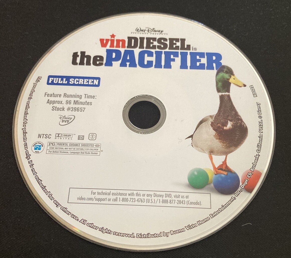The Pacifier Movie DVD - - - Disc Only - - - Vin Diesel - Walt Disney ...