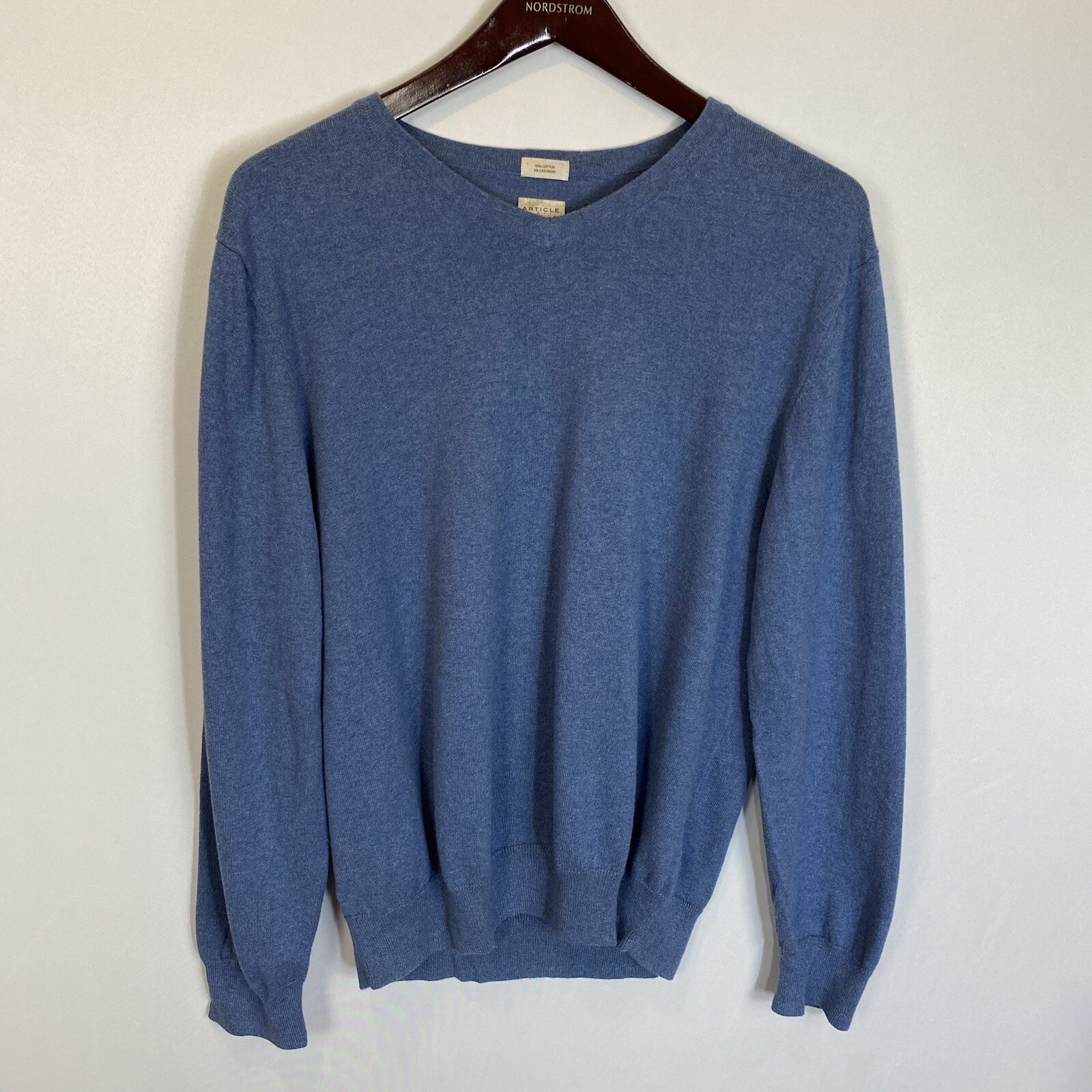 Article 365 Sweater Mens Blue Long Sleeve Cashmere Kn… - Gem