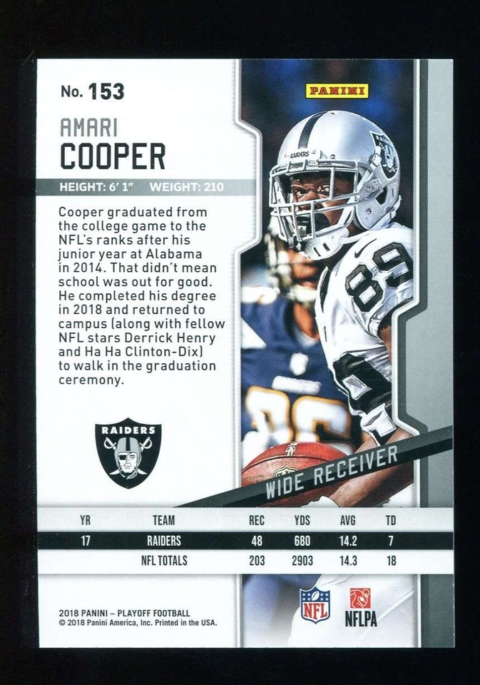 2018 Playoff 1st Down #153 Amari Cooper Oakland Raiders /99 | eBay