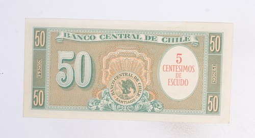CrazieM World Bank Note 1959-1964 Chile 5 Centesimos Overprint 50 Pesos ...