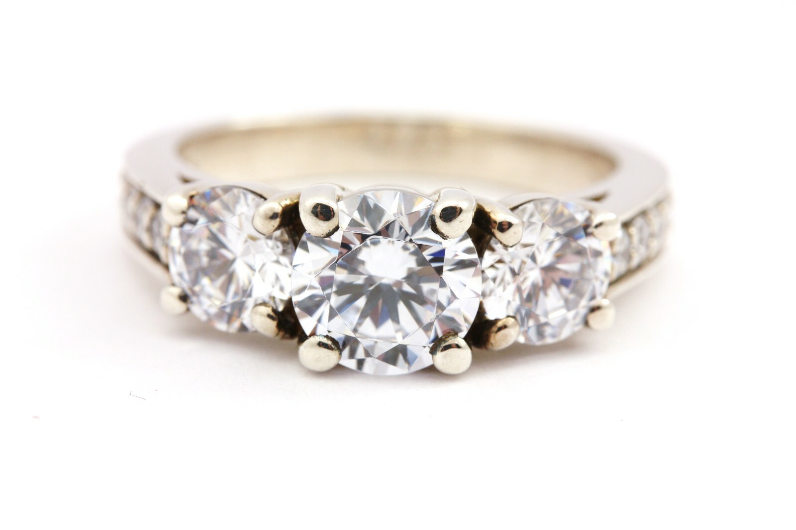 925 sterling silver CZ three stone accents ring engagement fashion new ...