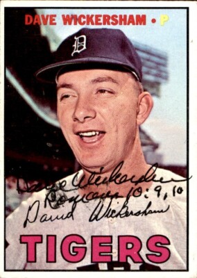 Dave Wickersham 1967 Topps #112 Detroit Tigers Autographed Signed ...