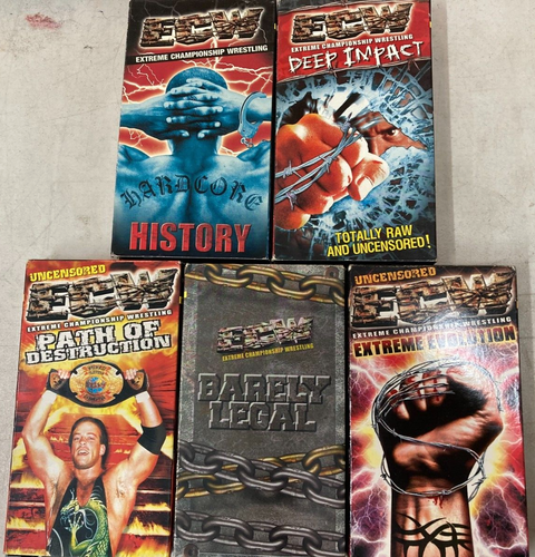 ECW 5 VHS tape lot Hardcore History Deep Impact Path of Destruction ...