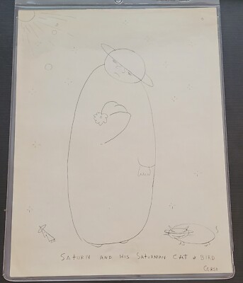 GREGORY CORSO BEAT GENERATION DRAWING SIGNED SATURN FAMILY SCARCE WOW ...