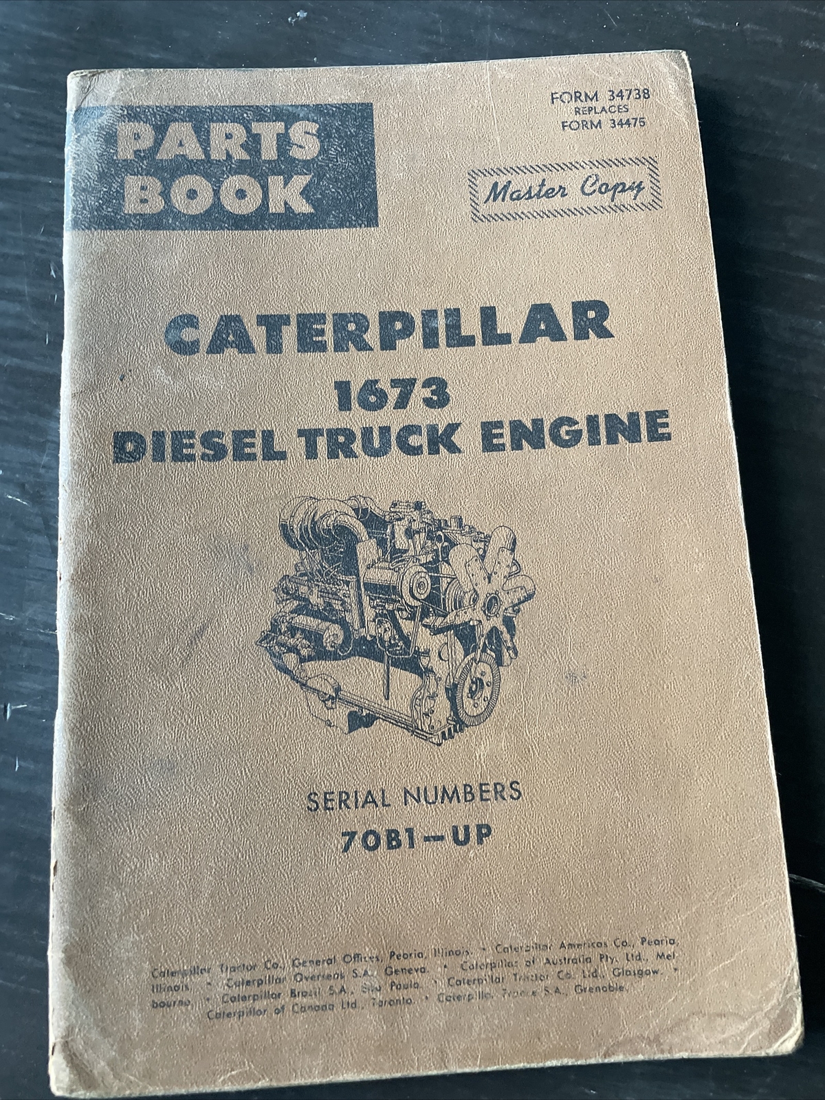 CAT CATERPILLAR 1673 DIESEL TRUCK ENGINE PARTS BOOK MANUAL S/N 70B1-UP ...
