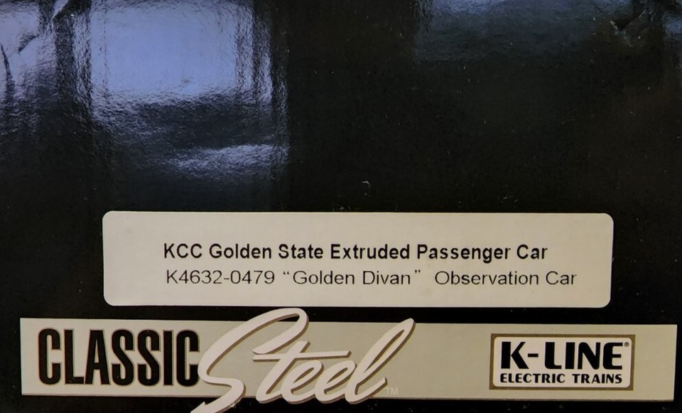 K Line O Scale KCC Golden State Extruded Passenger Car Golden Divan ...