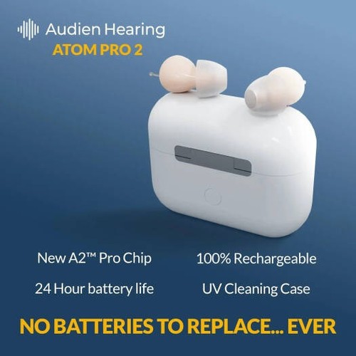 Audien Hearing ATOM PRO 2 Rechargeable OTC Hearing Aids, Premium ...