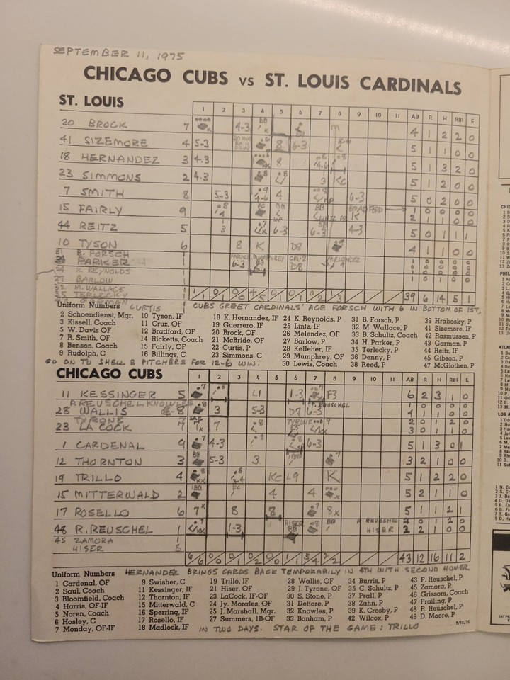 Lot of (4) CHICAGO CUBS PROGRAM scorecard lot Wrigley Field | eBay