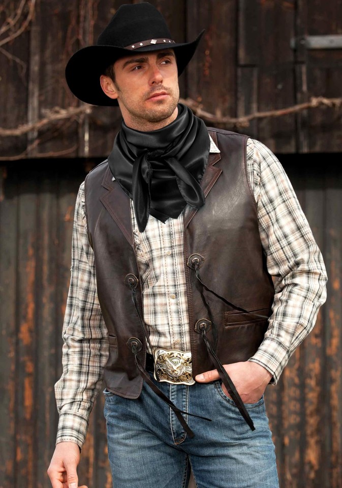 GERINLY Black Wild Rag for Men Silk Western Bandana Large Fashion ...