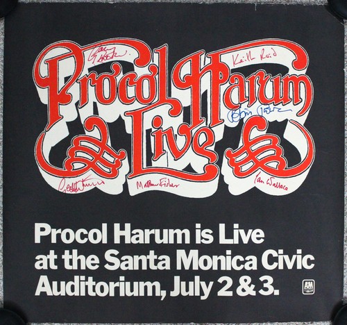 Procol Harum Live Santa Monica 1972 Concer Poster Signed Robin Trower ...