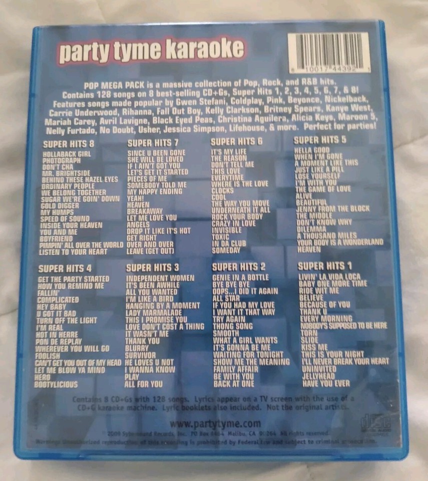 Party Tyme Karaoke - Pop Mega Pack 128-Song Mega Pack 8 CDs ...